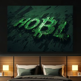 Obraz na plátně - Bitcoin HOBL HODL zelené FeelHappy.cz Velikost obrazu: 60 x 40 cm