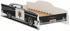 Dětská postel pro závodníky ve tvaru auta šerif 160 x 80 cm