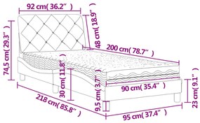 Postel s matrací tmavě šedá 90 x 200 cm samet,  3208635