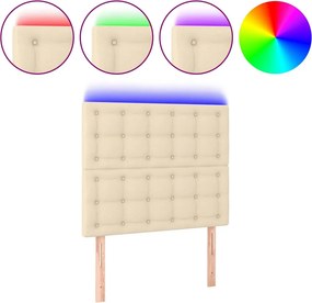 Čelo postele s LED krémové 100x5x118/128 cm textil 3122853