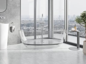 Mexen Pure čirá volně stojící vana transparentní 170 x 80 cm, zátka chrom - 58071708008