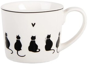 Bílý hrnek s kočkami a srdíčkem Dog&Cat - 12*8*7 cm / 275 ml