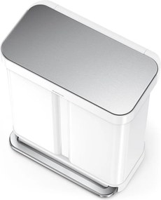 Bílý ocelový odpadkový koš 34+24 l na tříděný odpad/nášlapný Dual – simplehuman