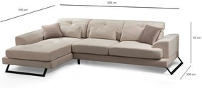 Designová rohová sedačka Heimana 308 cm ecru - levá