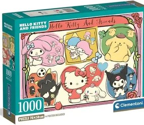 CLEMENTONI Puzzle Hello Kitty a přátelé: Roztomilá koláž / 1000 dílků