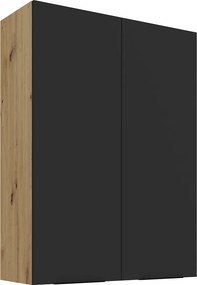 ARIA ac | horní skříňka 80 G-108 2F policová | 80 cm | EXTRA VYSOKÁ | ANTI FINGERPRINT povrch | artisan/černá