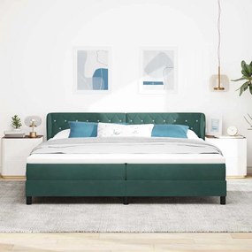 Postel s boxspringem s matrací Tmavě zelená 200 x 200 cm samet 3340355