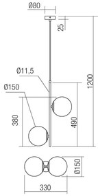 Redo 01-2625 - Lustr na lanku NIVA 2xE14/28W/230V