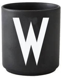 Černý porcelánový hrnek Letter W Design Letters