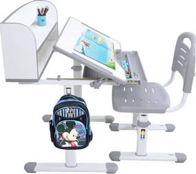 Rostoucí psací stůl a židle STUDY - šedá / bílá