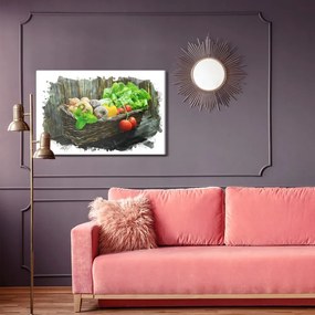 Obraz Proutěný Koš Na Zeleninu Nedostatek Nedostatek Přírodní plátno 100x70