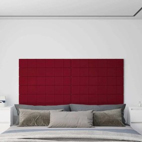 vidaXL Nástěnné panely 12 ks 90 x 15 cm samet 1,62 m² [344105] Barva: vínová červená
