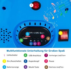 Costway Dětský nárazník 6 V otočný o 360 stupňů s hudbou a barevnými LED světly