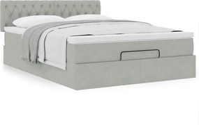 Osmanský rám postele s matrací světle šedá 140x190cm samet 3311843