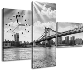 Gario Obraz s hodinami Brooklyn New York - 3 dílný Rozměry: 80 x 40 cm