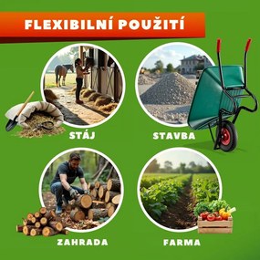 Kolečko GREG s plastovou korbou, max. 100l/250kg, zelená/černá Gardebruk