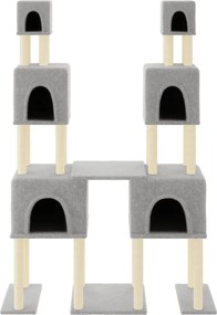 Škrabadlo pro kočky se sisalovými sloupky světle šedé 199 cm 172080