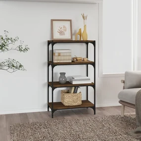Knihovna 60 X 33 X Kompozitní Dřevo A Ocel Hnědý Dub - 100 cm / 60 cm