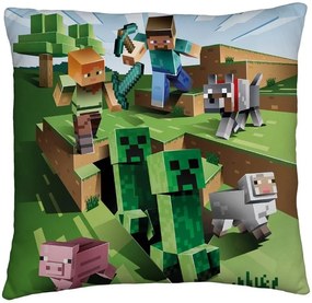Oboustranný polštář Minecraft - motiv Farma - 40 x 40 cm
