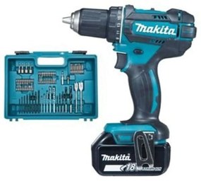 Makita - 18V AKU vrtací šroubovák s příslušenstvím, 2x aku 3,0 Ah LXT, nabíječka DDF482RFX1