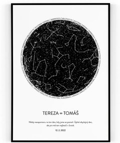 Hvězdná mapa Napnuté plátno na dřevěném rámu 30 x 40 cm