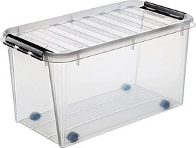 Smartstore Classic Box s víkem na kolečkách, 72 × 40 × 39 cm, 70 l, transparentní