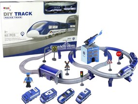 LEAN Toys Souprava městský policejní vlak modrý 203 km/h