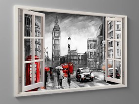 Liox Obraz okno Londýnská ulice malba Rozměr: 120 x 80 cm