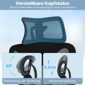 Costway Ergonomická kancelářská židle s nastavitelnou bederní opěrkou a hlavovou