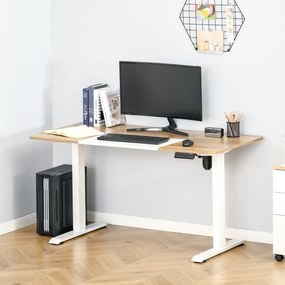 Vinsetto Kancelářský stůl výškově nastavitelný, bílý/dekor dřevo, 140 x 70 x 72-116 cm 920-071V90WT