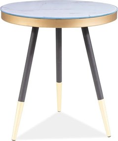 Casarredo - Komfort nábytek Kulatý odkládací stolek VEGA C bílý mramor/černá/zlatá