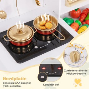 Costway Dřevěná kuchyňka na hraní s dřezem a kohoutkem Kuchyňka na hraní