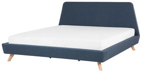Čalouněná tmavě modrá dvojitá postel 180x200 cm VIENNE Beliani