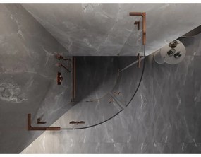 Mexen Lunar, L výklopný půlkruhový sprchový kout 70 x 70 cm, 8mm čiré sklo, profil růžové zlato, 833L-070L-070P-60-00