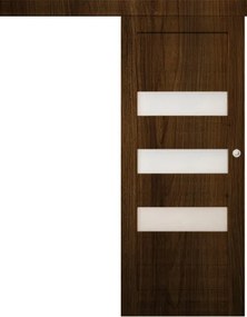 posuvné interiérové dveře na stěnu vasco doors SANTIAGO model 6 Průchozí rozměr: 70 x 197 cm, Orientace dveří: Levé dveře, Dekor: Ořech muškátový