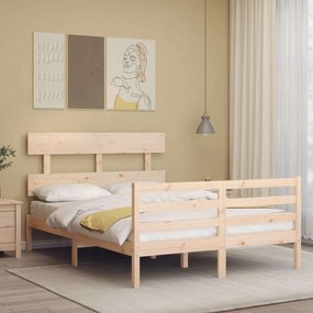 vidaXL Rám postele s čelem 120 x 200 cm masivní dřevo [3195086] Barva: Přírodní