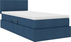 Postel s úložným prostorem a matrací Modrá 90 x 200 cm Samet 3370424