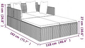 Dvojité zahradní lehátko s poduškami Dekorhome