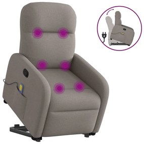 Zvedací masážní polohovací křeslo taupe textil 3302989