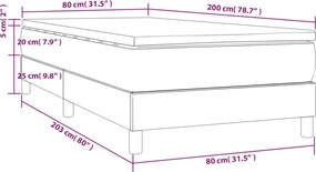 vidaXL Box spring postel s matrací 80 x 200 cm samet [3144300] Barva: světle šedá