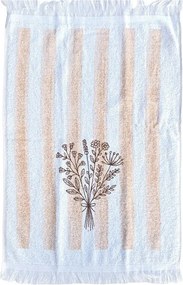 Pruhovaný kuchyňský froté ručník s motivem kytičky - 40*66 cm