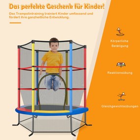 Costway Zahradní trampolína Ø 140 cm s ochrannou sítí trampolína pojme – barvitý