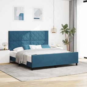Postel s boxspringem s čelo Tmavě modrá 180 x 200 cm samet 3345027