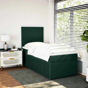 Box spring postel s matrací tmavě zelená 90x190 cm samet 3294511