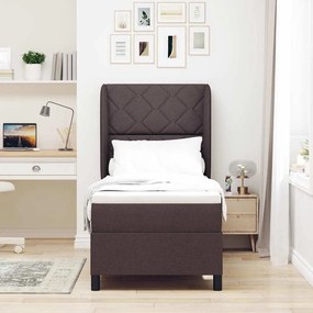 Postel s boxspringem s čelo Tmavě hnědá 80 x 200 cm textil 3340595