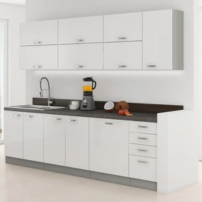 BIANCA sb | vysoká skříňka 60 DKS-210 3S1F potravinová | UNI DVÍŘKA | 60 cm | PREMIUM BOX | světle šedá/bílá lesk