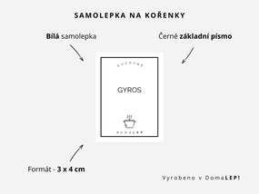 GYROS - Samolepka na kořenky 3 x 4 cm - DomaLEP varianta: BÍLÁ - tučné písmo