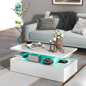 Costway Konferenční stolek LED ve vysokém lesku s nastavitelnými