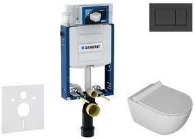 Geberit Kombifix - Set předstěnové instalace, klozetu Gaia a sedátka softclose, tlačítko Sigma30, matná černá/černá SANI15CA5101