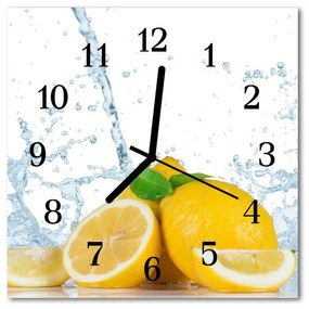 Nástenné skleněné hodiny citrón